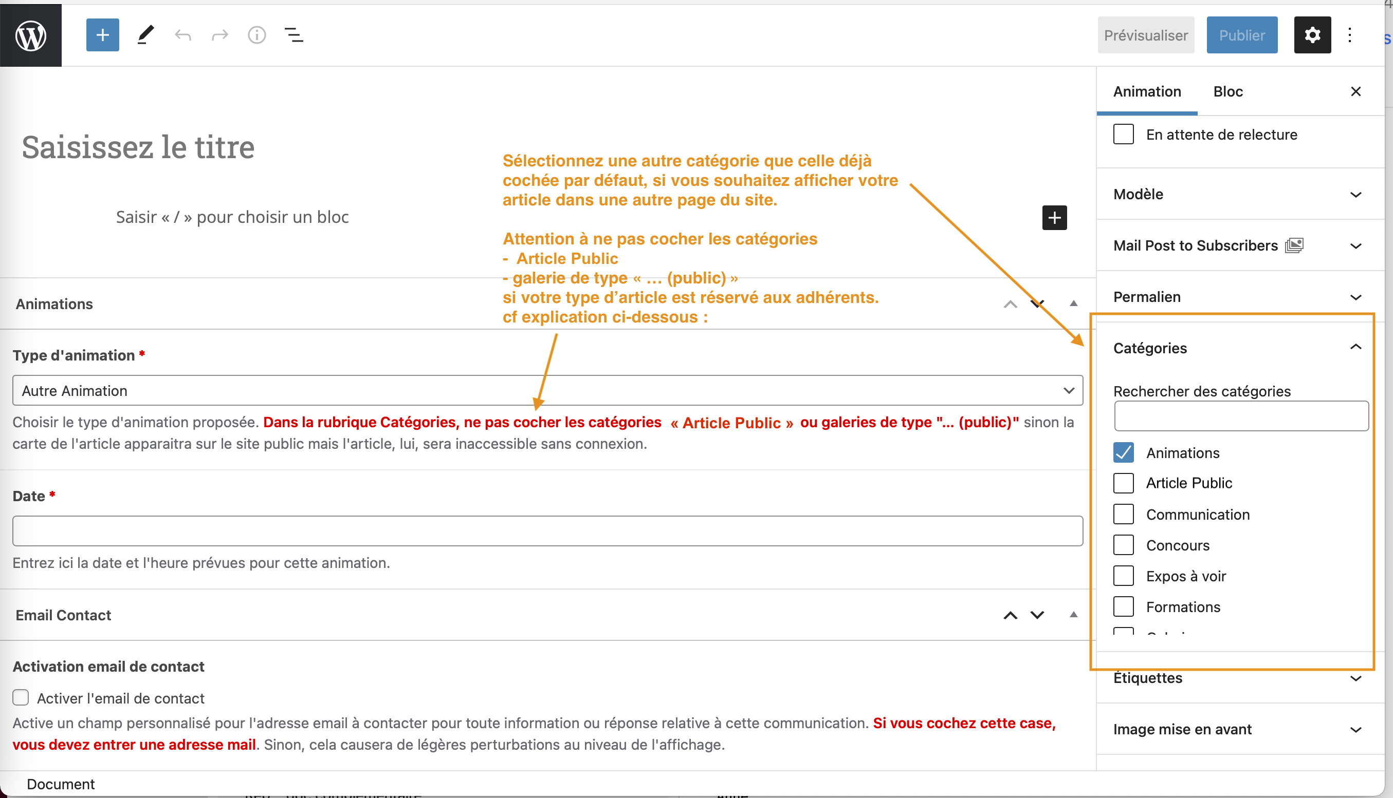 Aide à la création d’un Article – Club CAPC